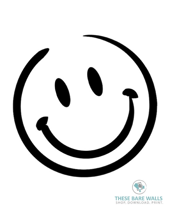 Happy Emoticon Black And White