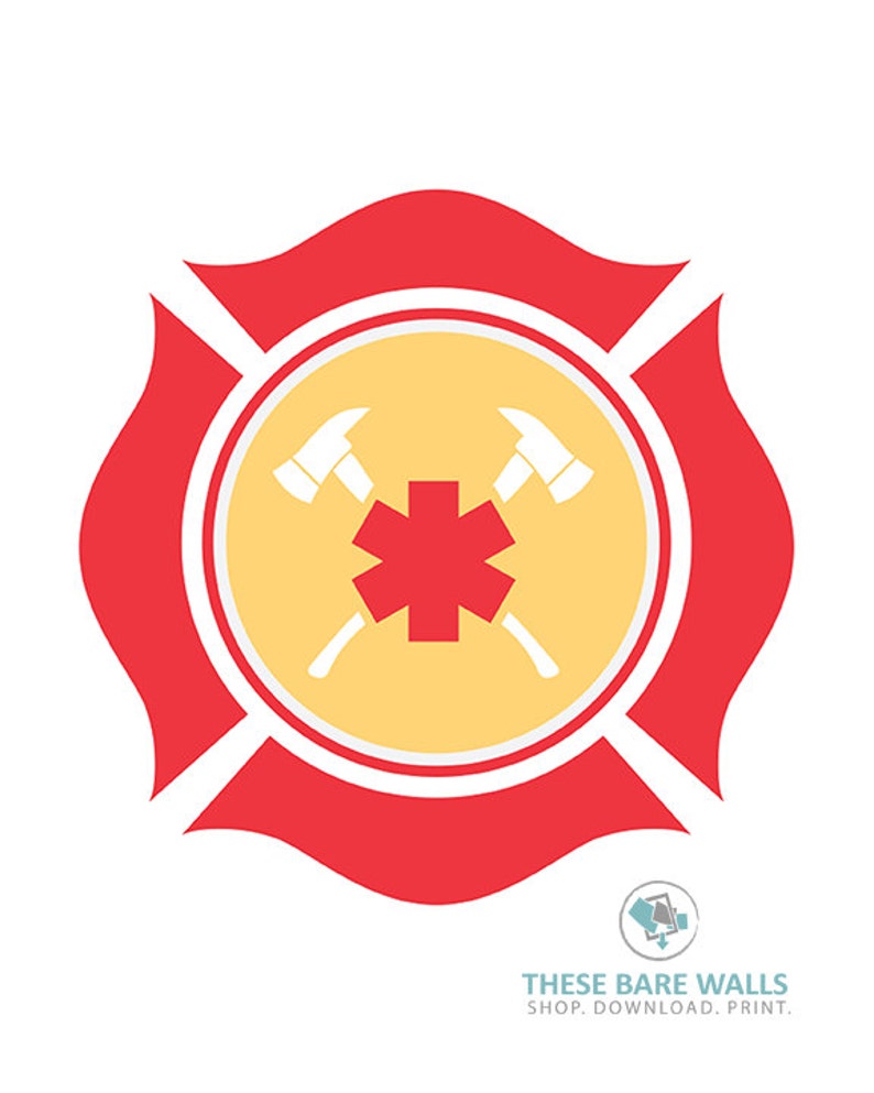 Fire Department Prints, Fireman Shield, Fireman Decor, Firefighter ...