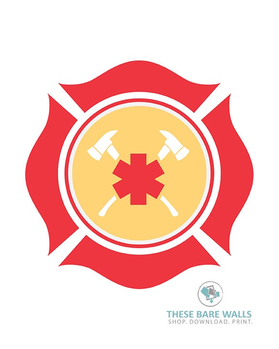 Fire Department Prints, Fireman Shield, Fireman Decor, Firefighter ...