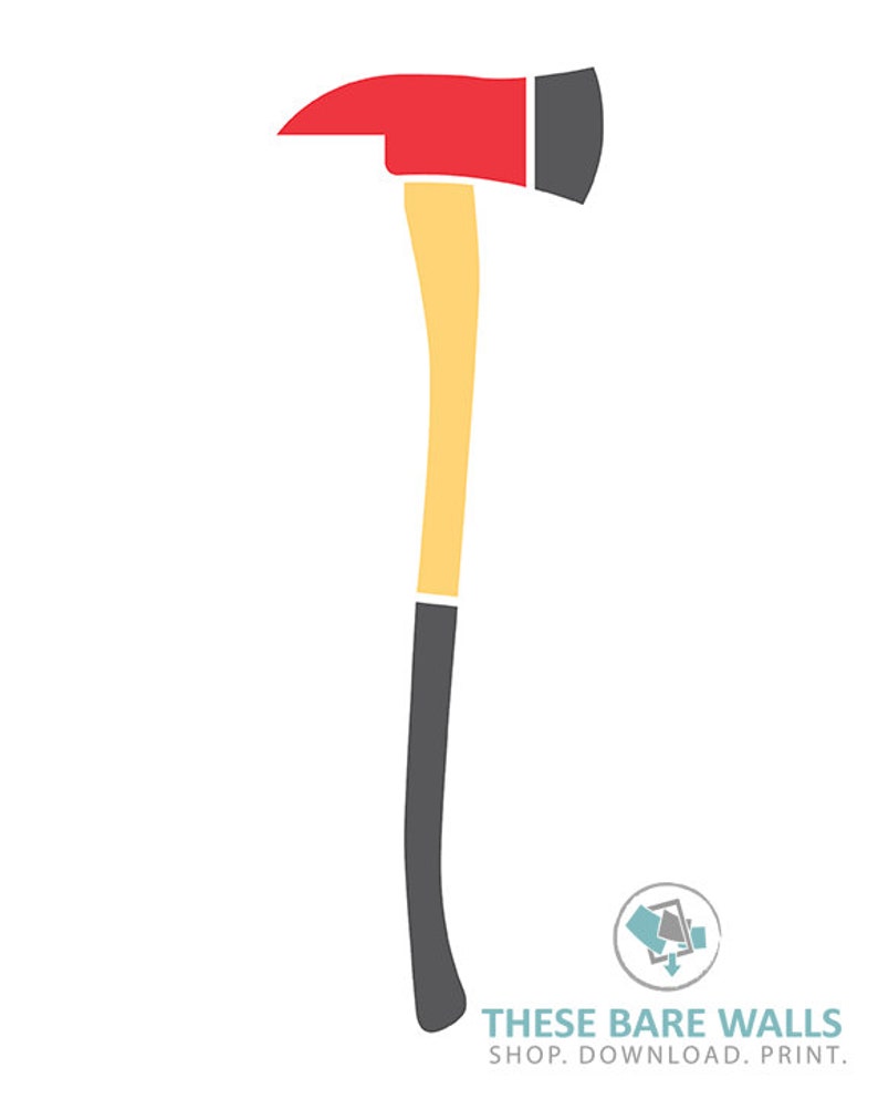 Printable Wall Art, Fire Department Prints, Fireman Ax, Fireman Decor ...