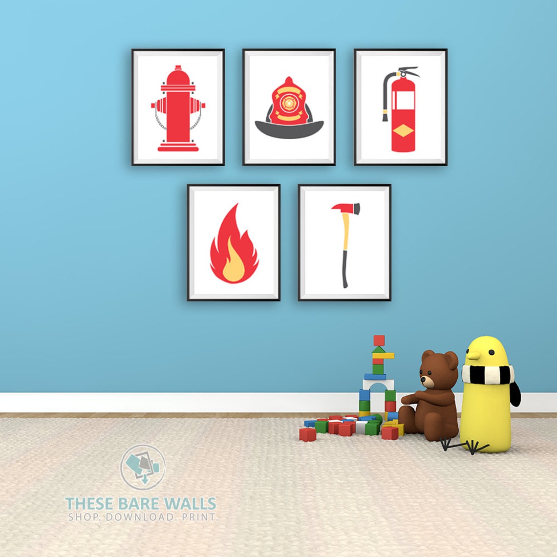 Printable Wall Art, Fire Department Prints, Fire Extinguisher, Fireman ...