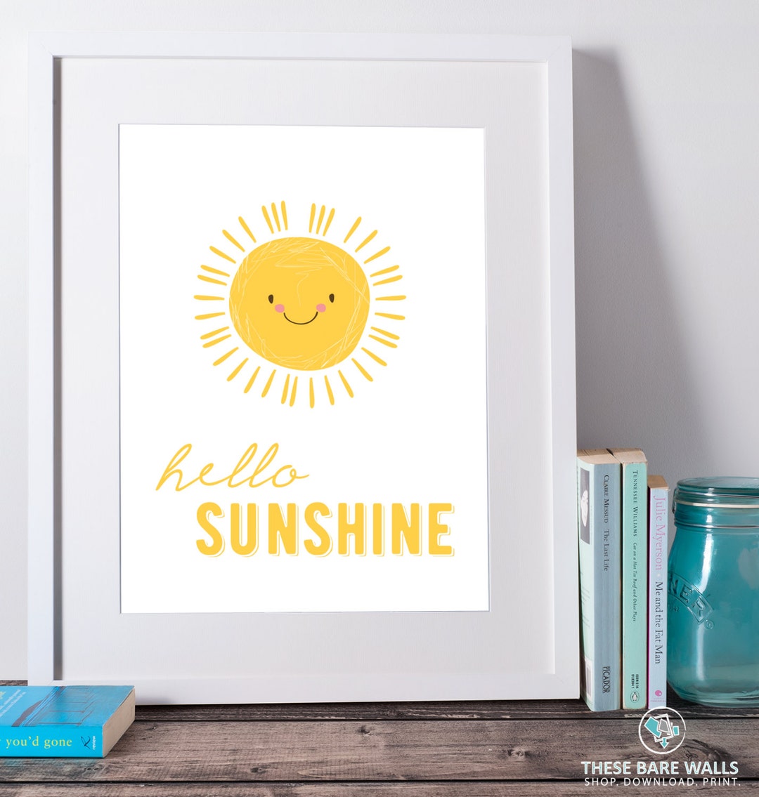 Printable Wall Art, Hello Sunshine Print, Nursery Print, Yellow Decor ...