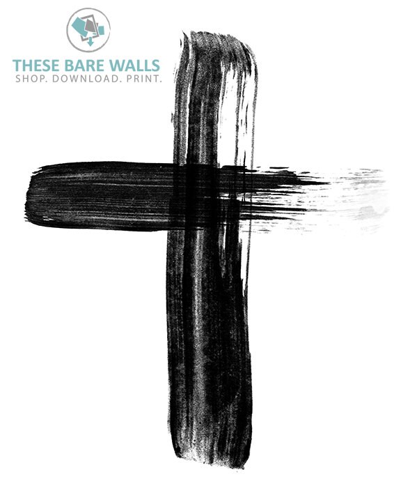 Black Cross on White, Religious Art, Cross Home Decor, Cross Printable ...