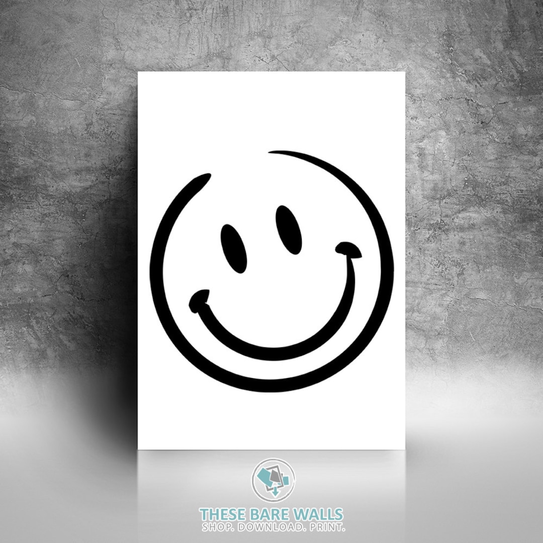 Printable Wall Art, Smiley Face Print, Smile Print, Black on White ...