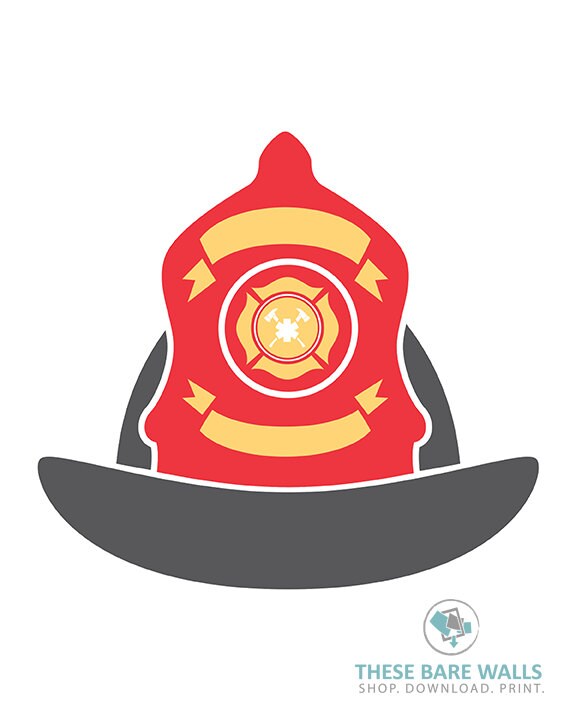 Printable Wall Art, Fire Department Prints, Fireman Helmet, Fireman ...