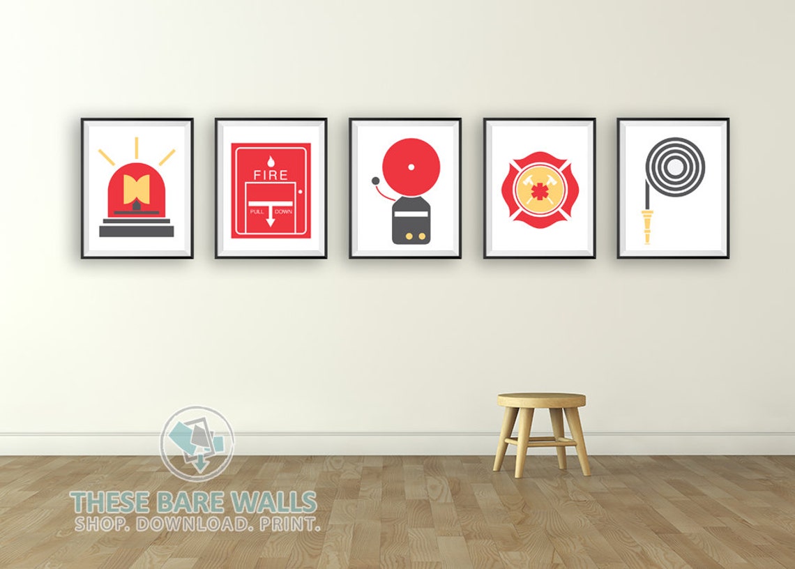 Fire Department Prints, Fireman Shield, Fireman Decor, Firefighter ...
