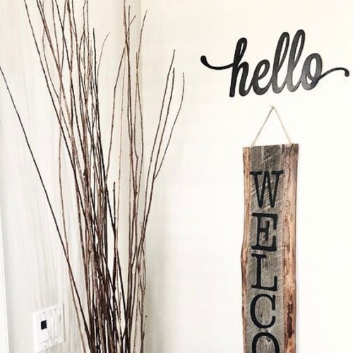 Hello Sign Rustic Hello Wall Hanging Metal Wall Art - Etsy Canada