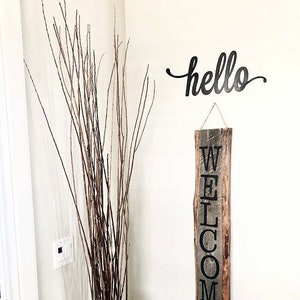 Hello Sign - Rustic Hello Wall Hanging - Metal Wall Art - Script Word ...