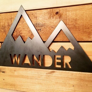 Wander Sign Rustic Metal Mountain Wall Hanging Home Decor - Etsy