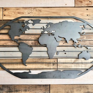 Rustic Metal World Map - Magnetic World Map - Large World Map - World ...