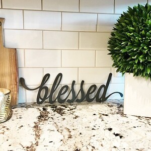 Rustic Metal Blessed Sign - Script Blessed - Blessed Wall Decor - Metal ...
