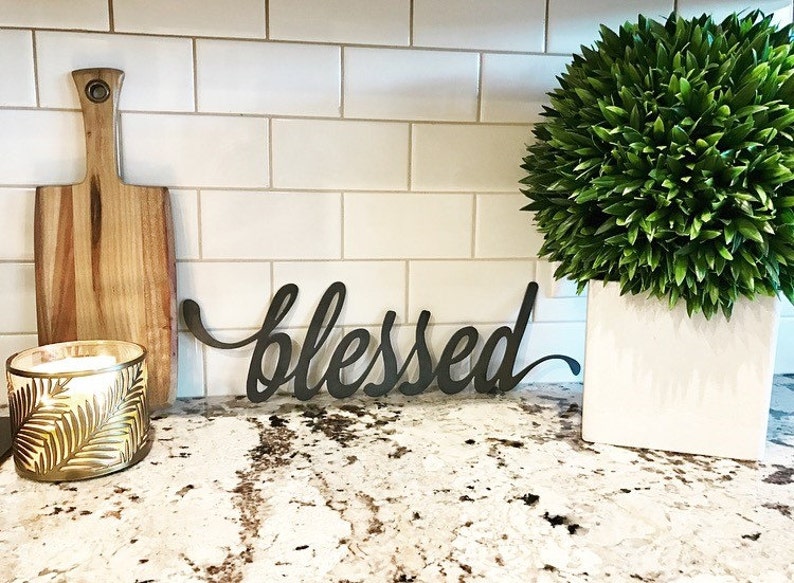 Rustic Metal Blessed Sign Script Blessed Blessed Wall | Etsy