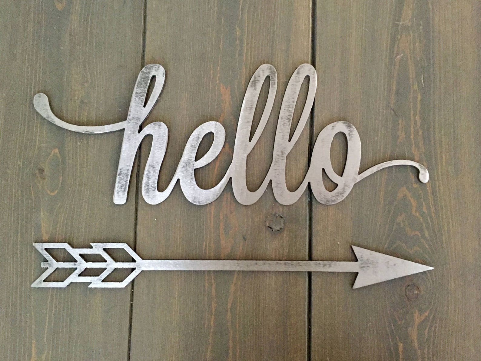 Hello Sign Rustic Hello Wall Hanging Metal Wall Art - Etsy Canada