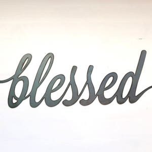 Rustic Metal Blessed Sign - Script Blessed - Blessed Wall Decor - Metal ...