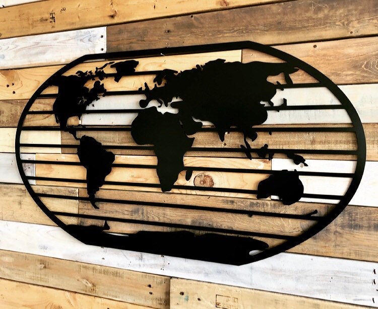 Rustic Metal World Map Magnetic World Map Large World Map - Etsy Canada