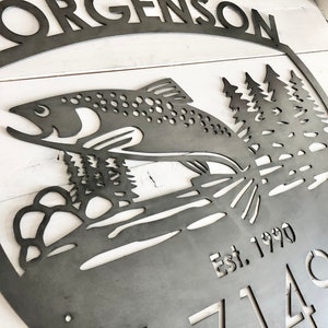 Custom Metal Trout Sign - Personalized Family Name Sign - Cabin Wall ...