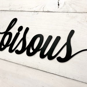 Bisous Sign - Kisses French Word - Bisous Sign - Metal Wall Art - Love ...