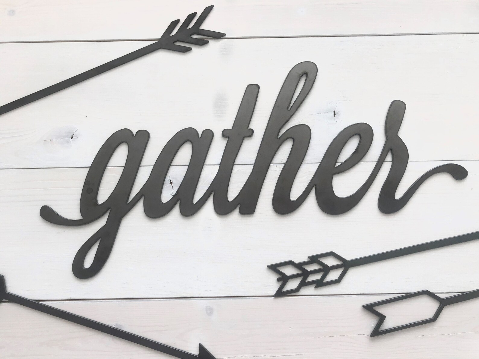 Gather Sign Rustic Metal Script Word Metal Wall Art Farmhouse Sign Home ...
