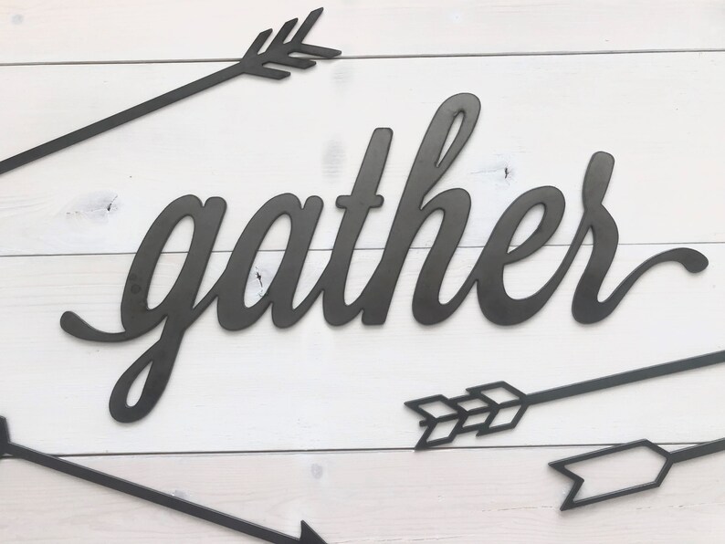 Gather Sign Rustic Metal Script Word Metal Wall Art - Etsy