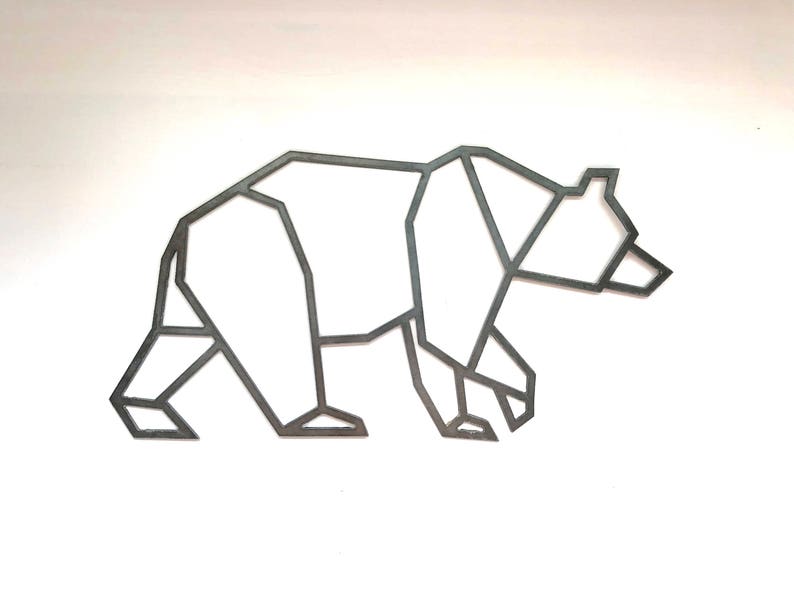 Oso geométrico de metal Oso de cuerpo completo Arte de - Etsy España