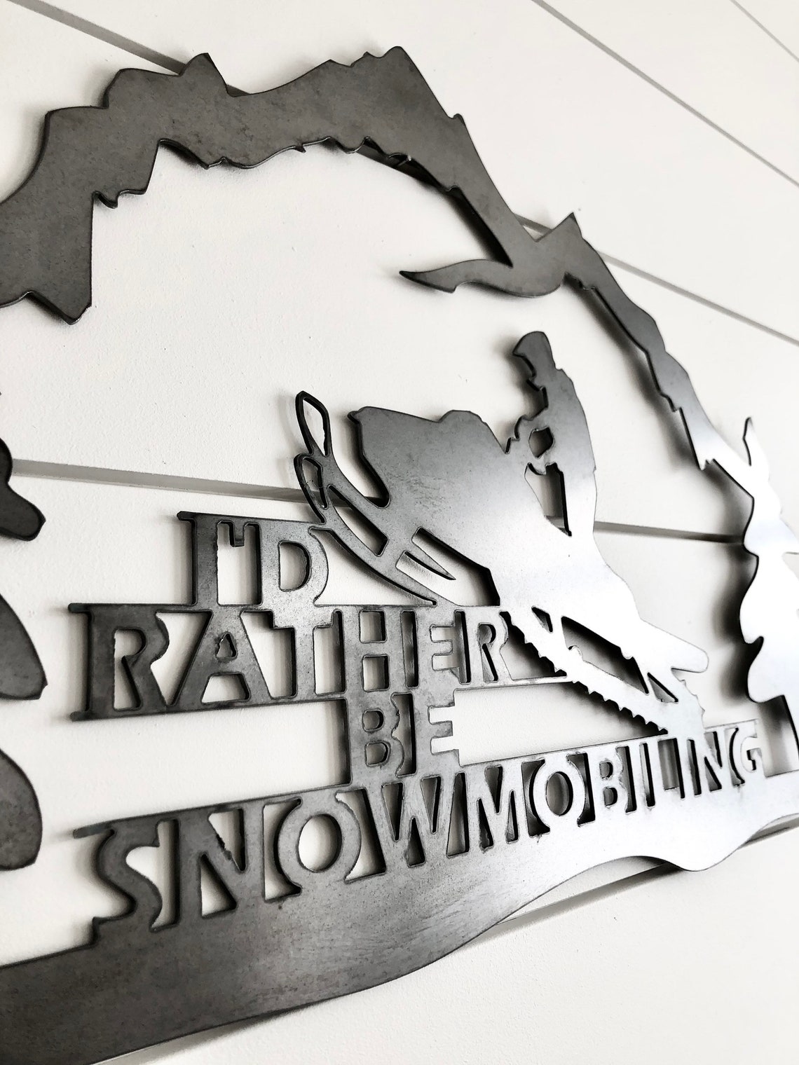 Snowmobile Scene Sign - Id Rather Be Snowmobiling - Mountain Scene ...