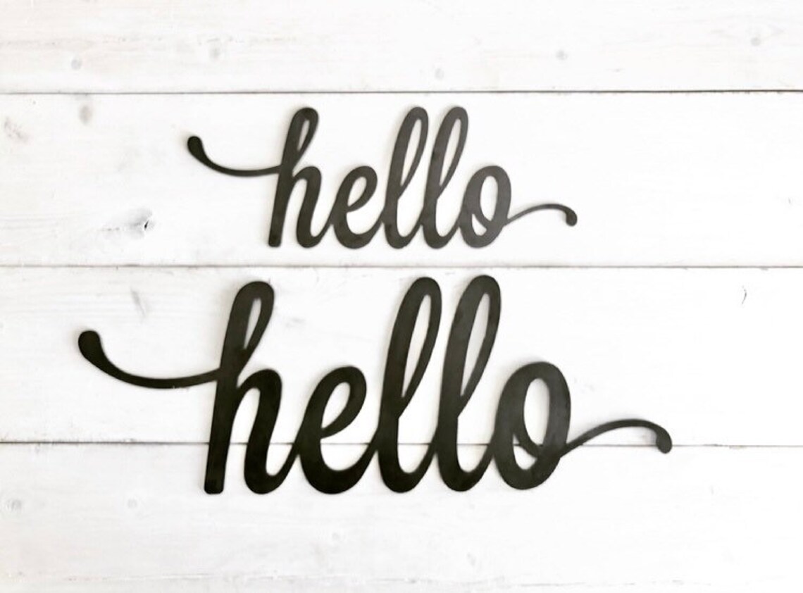 Hello Sign Rustic Hello Wall Hanging Metal Wall Art - Etsy Canada