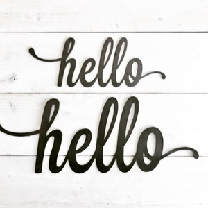 Hello Sign - Rustic Hello Wall Hanging - Metal Wall Art - Script Word ...