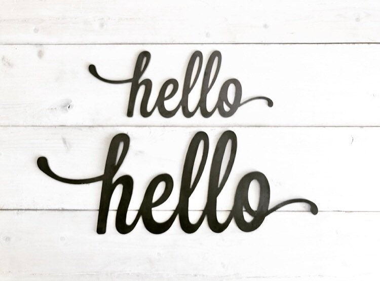 Hello Sign Rustic Hello Wall Hanging Metal Wall Art - Etsy Canada