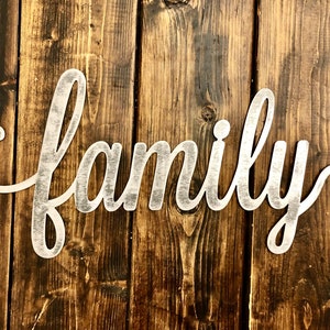 Family Sign - Rustic Metal Wall Art - Family Script Word Sign - Wall ...