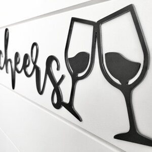Metal Cheers Sign With Wine Glasses - Wine Bar Sign - Cheers Metal Wall ...