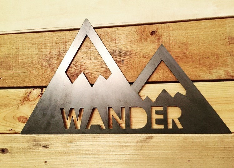 Wander Sign Rustic Metal Mountain Wall Hanging Home Decor | Etsy