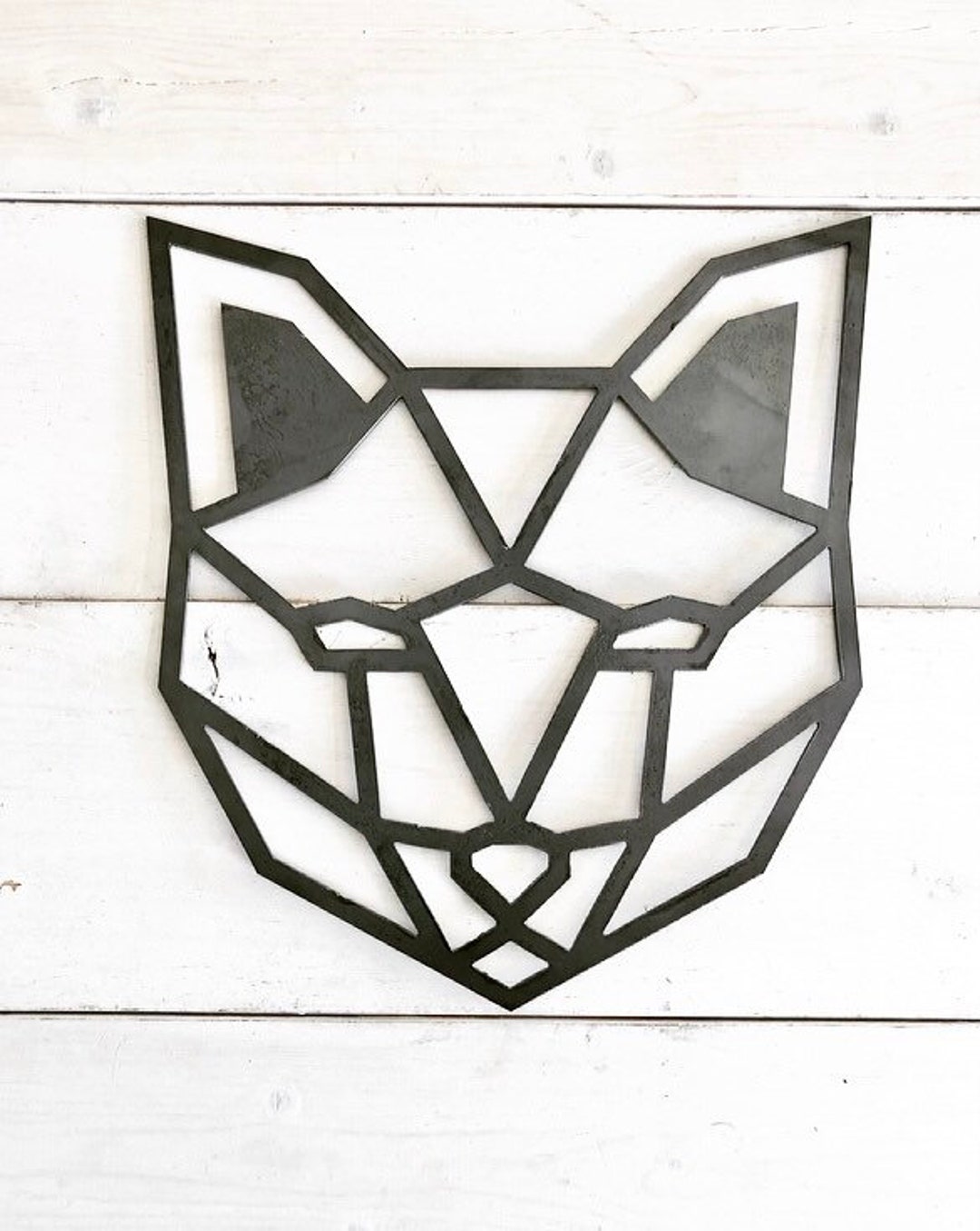 Metal Geometric Fox Face - Fox Sign - Geometric Animal - Cabin Decor ...