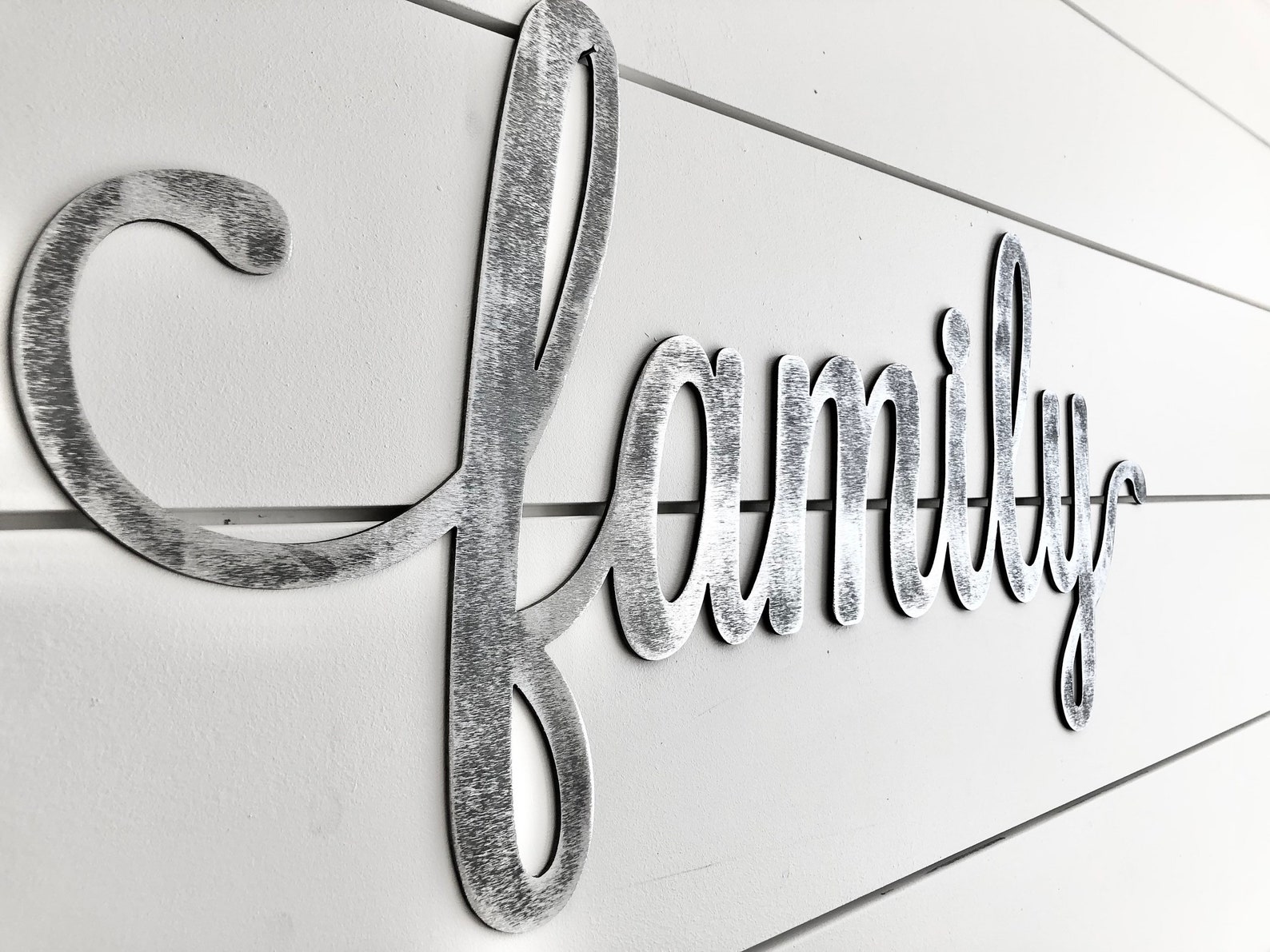 Family Sign Rustic Metal Wall Art Family Script Word Sign - Etsy