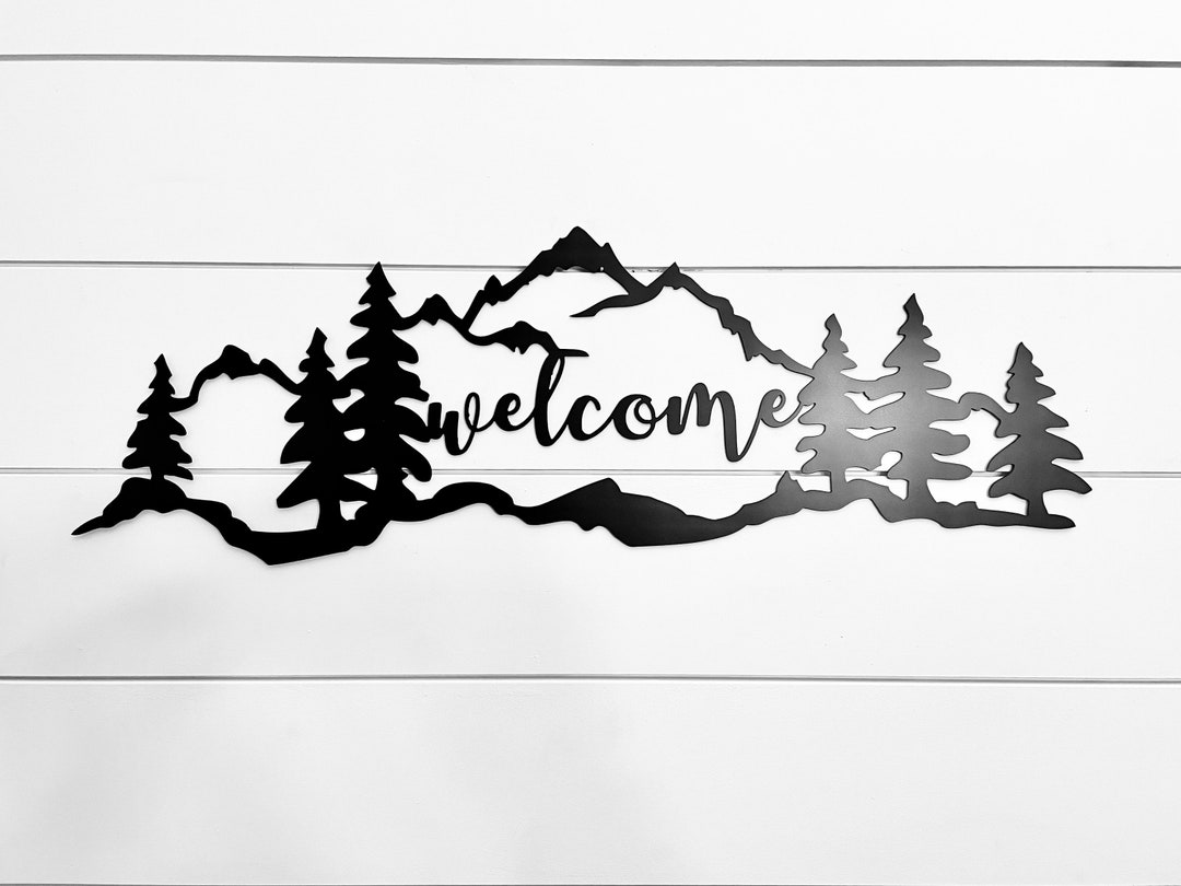 Welcome Mountain Sign - Mountain Scene - Mountain Range - Welcome Sign ...
