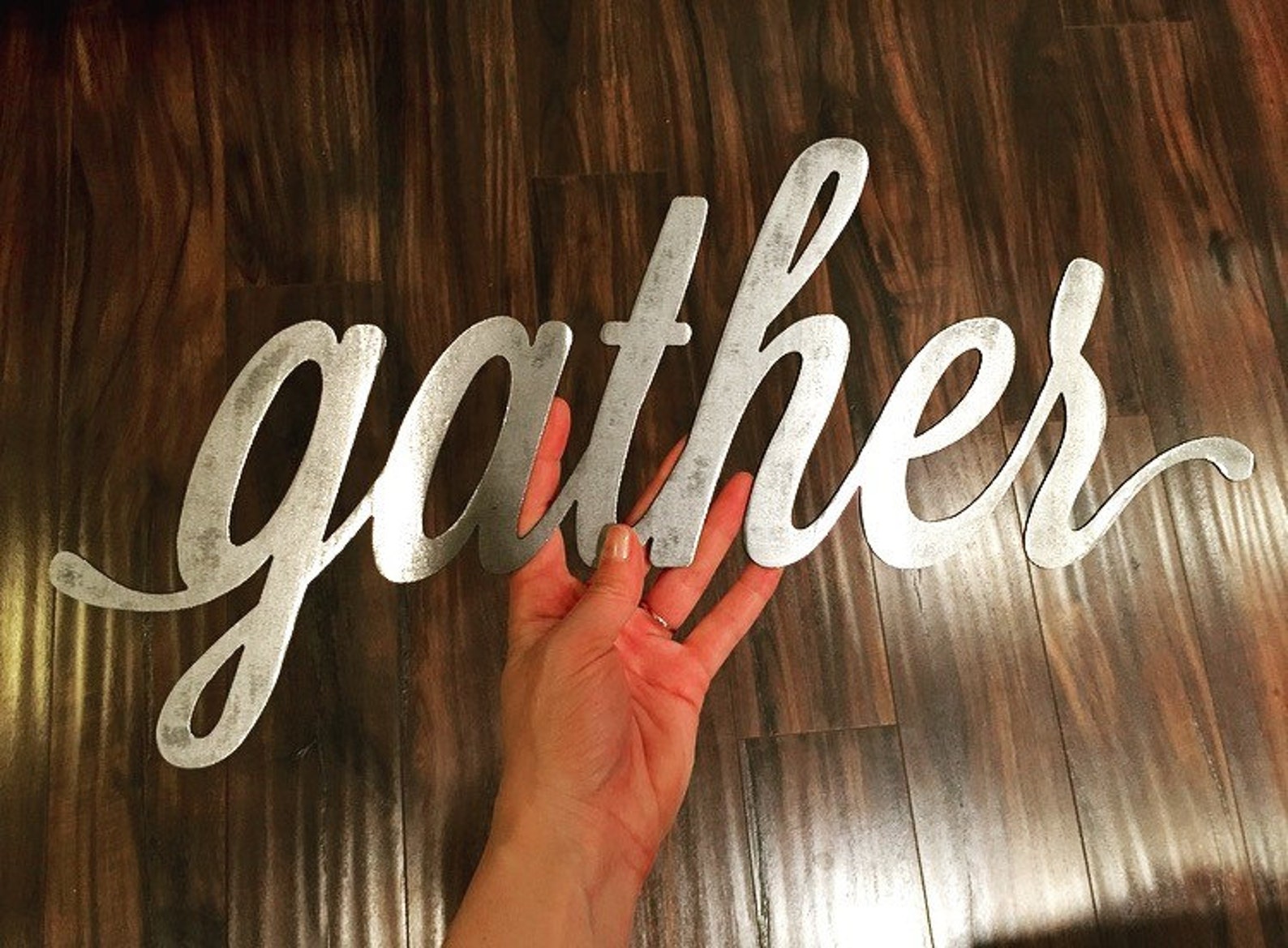 Gather Sign Rustic Metal Script Word Metal Wall Art - Etsy