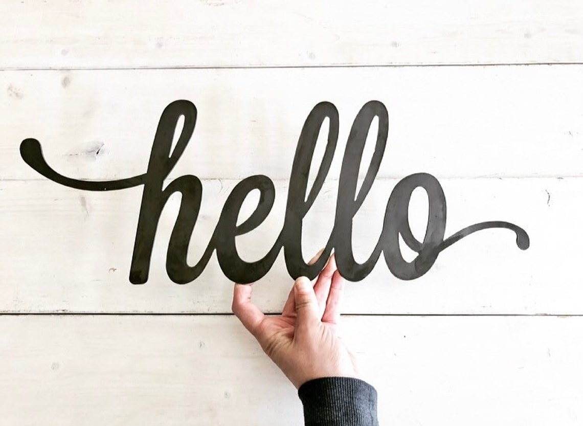 Hello Sign Rustic Hello Wall Hanging Metal Wall Art - Etsy Canada