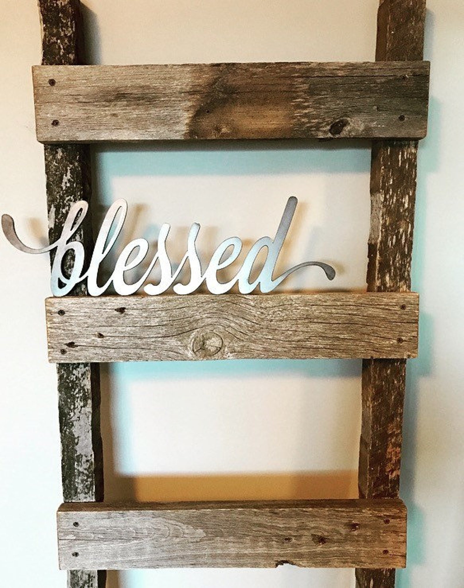Rustic Metal Blessed Sign Script Blessed Blessed Wall Decor Metal Wall ...