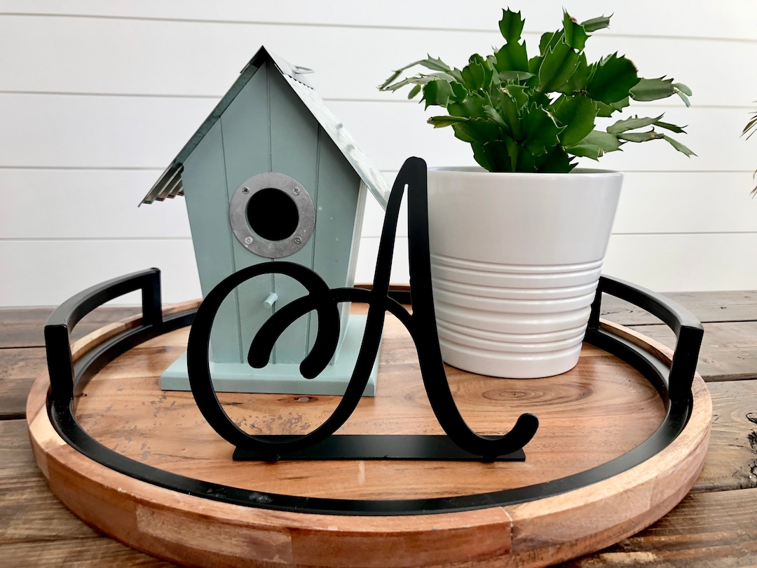 Standing Rustic Metal Script Letter - Personalized Gift - Metal Letter ...