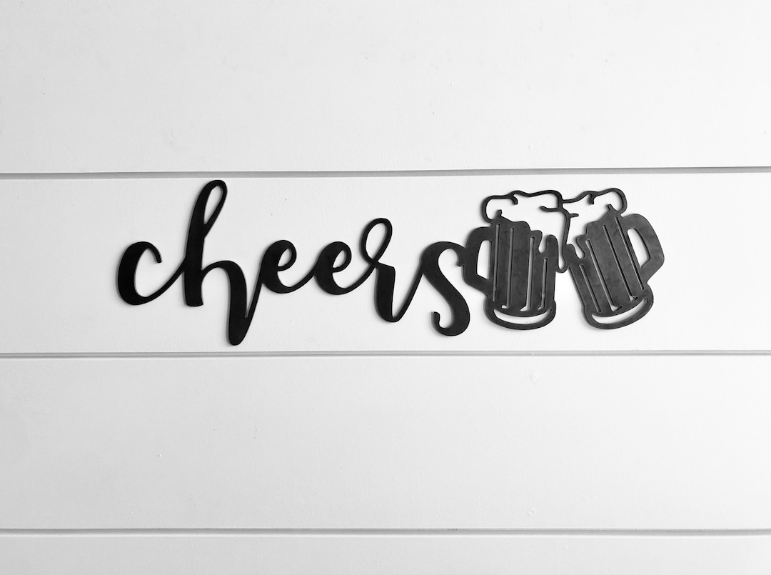Metal Cheers Sign With Beer Glasses - Cheers and Beers Bar Sign ...