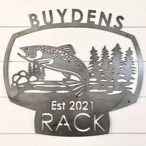 Custom Metal Trout Sign - Personalized Family Name Sign - Cabin Wall ...