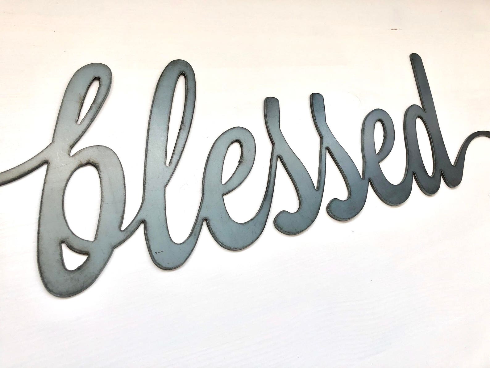 Rustic Metal Blessed Sign - Script Blessed - Blessed Wall Decor - Metal ...