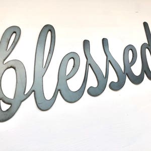 Rustic Metal Blessed Sign - Script Blessed - Blessed Wall Decor - Metal ...