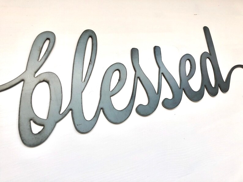 Rustic Metal Blessed Sign Script Blessed Blessed Wall | Etsy