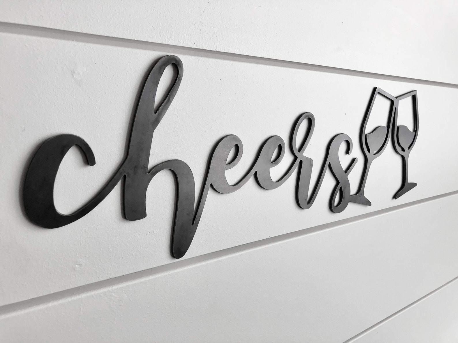 Metal Cheers Sign With Wine Glasses - Wine Bar Sign - Cheers Metal Wall ...