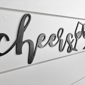 Metal Cheers Sign With Wine Glasses - Wine Bar Sign - Cheers Metal Wall ...