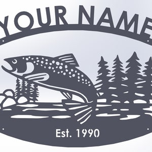 Custom Metal Trout Sign - Personalized Family Name Sign - Cabin Wall ...