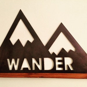 Wander Sign Rustic Metal Mountain Wall Hanging Home Decor - Etsy