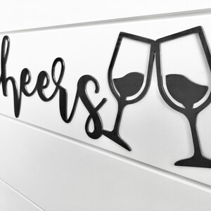 Metal Cheers Sign With Wine Glasses - Wine Bar Sign - Cheers Metal Wall ...