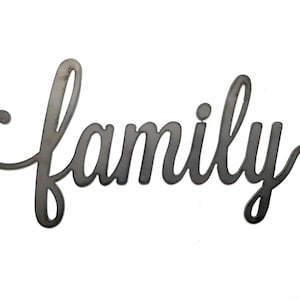 Family Sign - Rustic Metal Wall Art - Family Script Word Sign - Wall ...