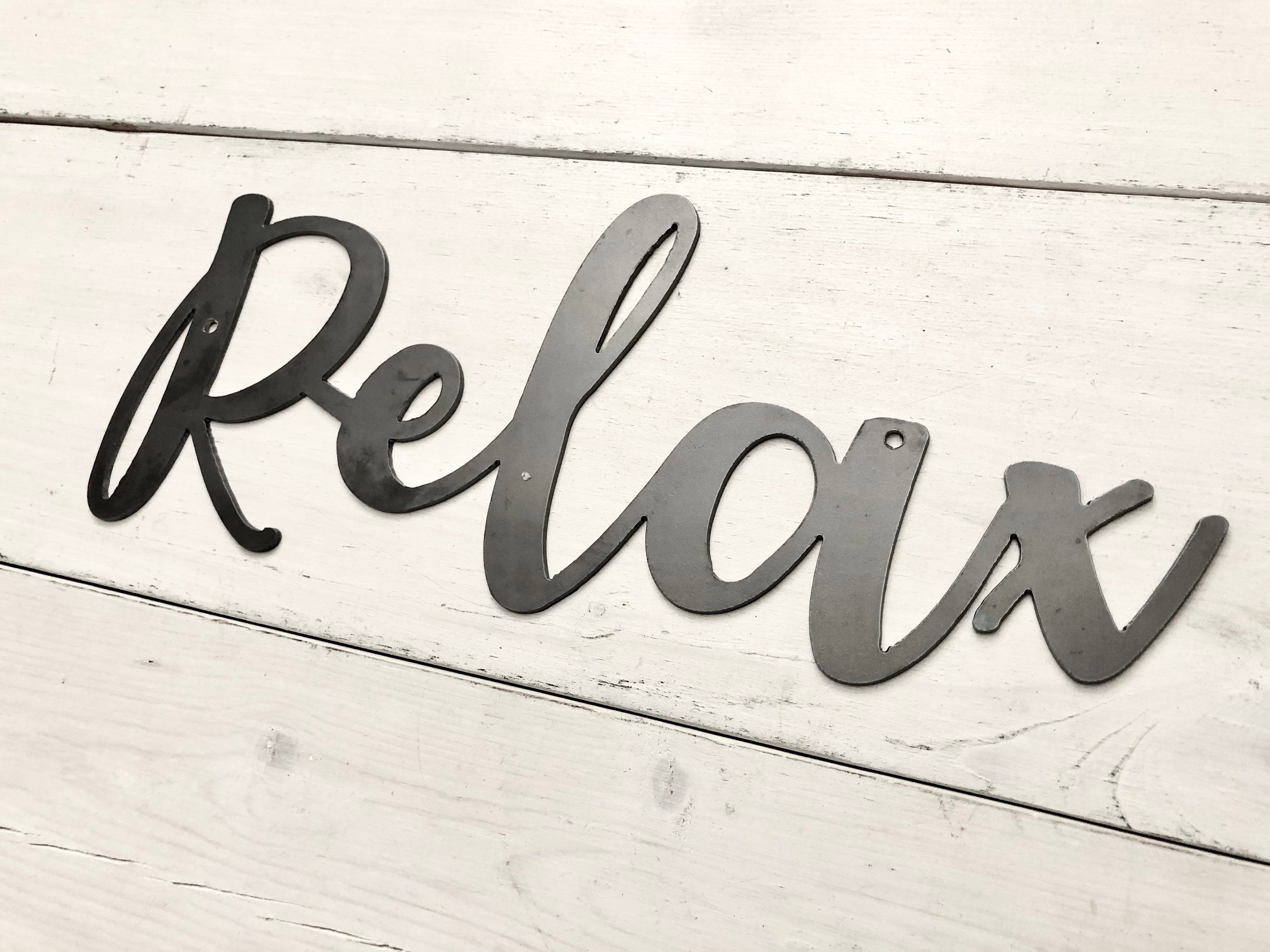 Relax Sign Relax Metal Word Yoga Decor Bathroom Decor - Etsy